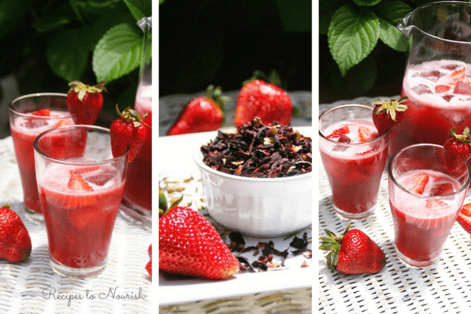 Hibiscus Strawberry Iced Tea Cooler | Recipes to Nourish